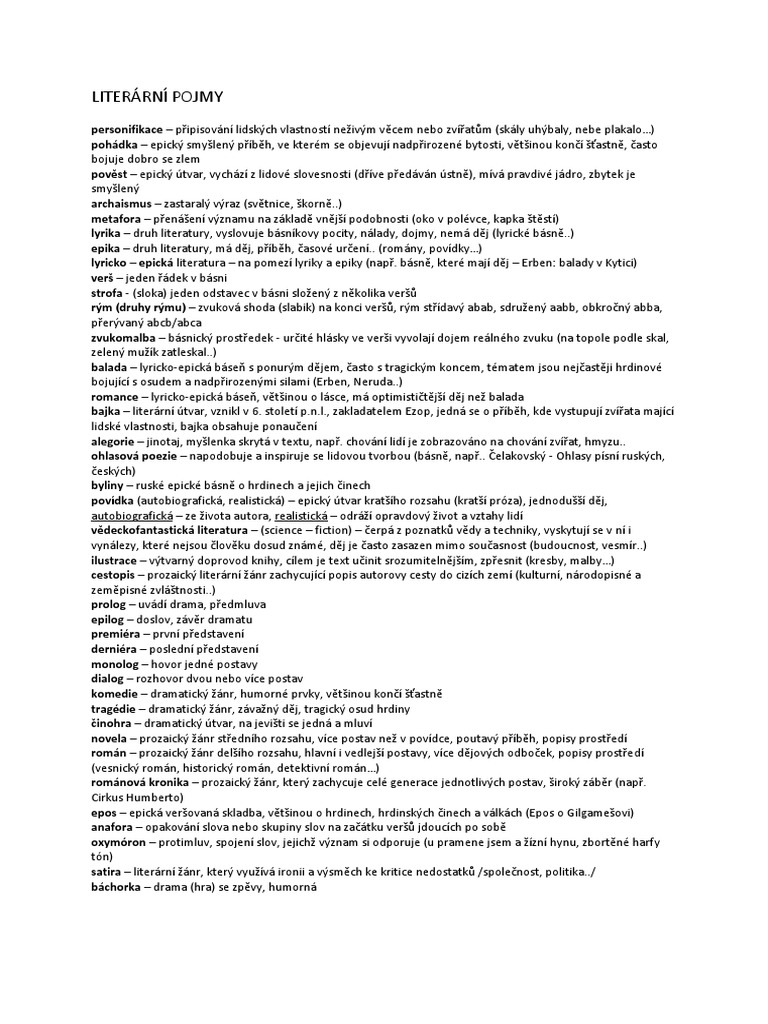 Literární Pojmy | PDF