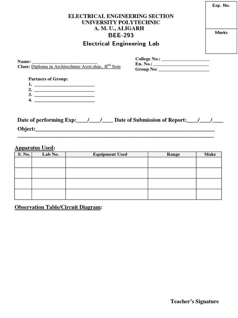 BEE-293 Electrical Engineering Lab | PDF | Electrical Resistance And Conductance | Transformer