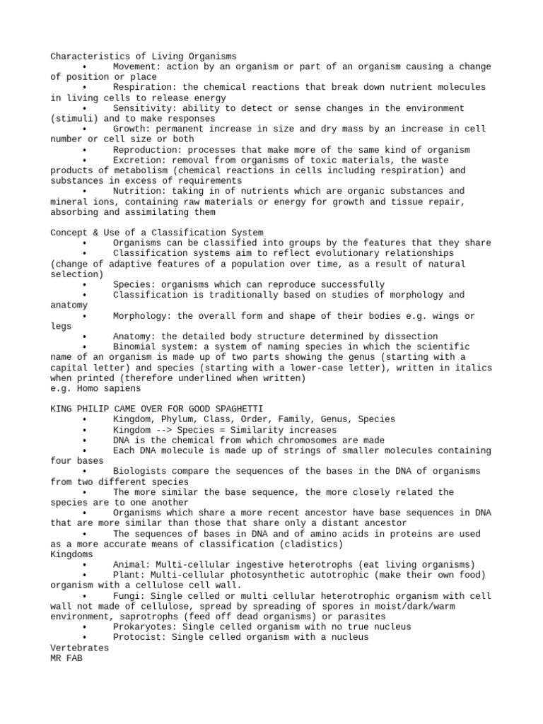 Classification and Characteristics of Living Organisms: A Comprehensive ...