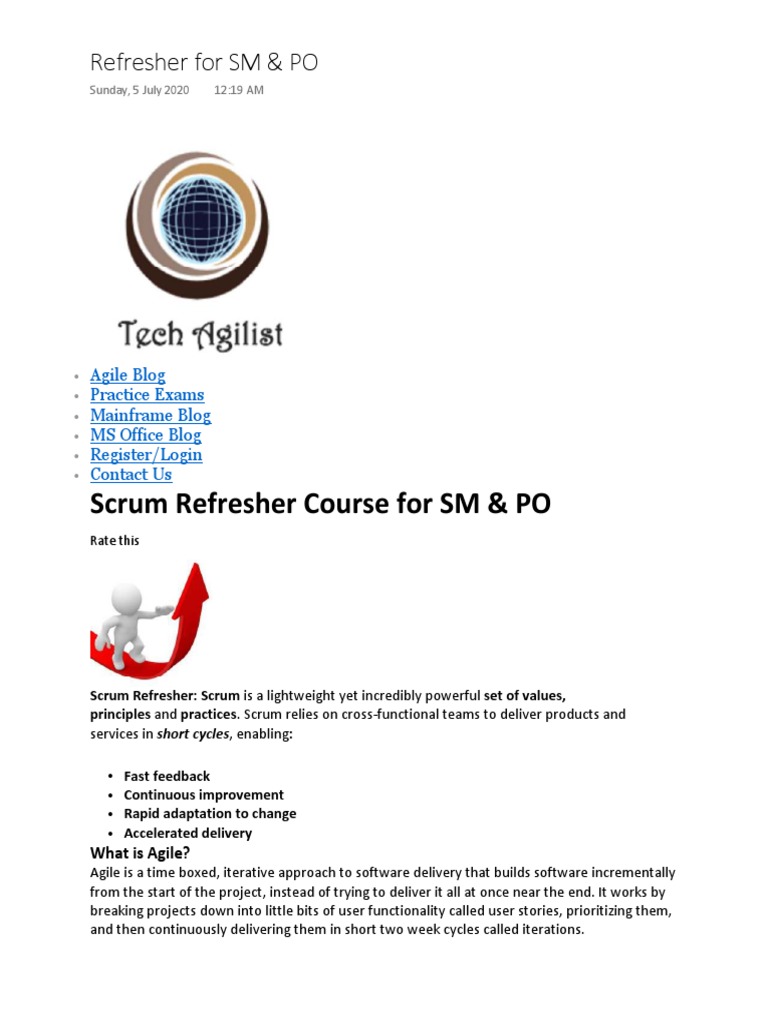 Refresher For SM and PO | PDF | Scrum (Software Development) | Agile Software Development