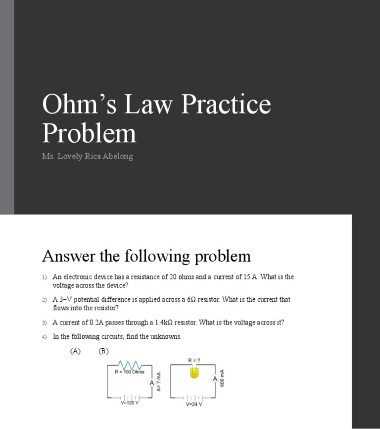 Ohm's Law Practice Problems | PDF