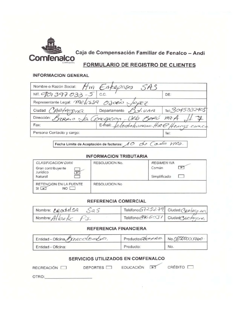 Formulario Registro de Clientes | PDF