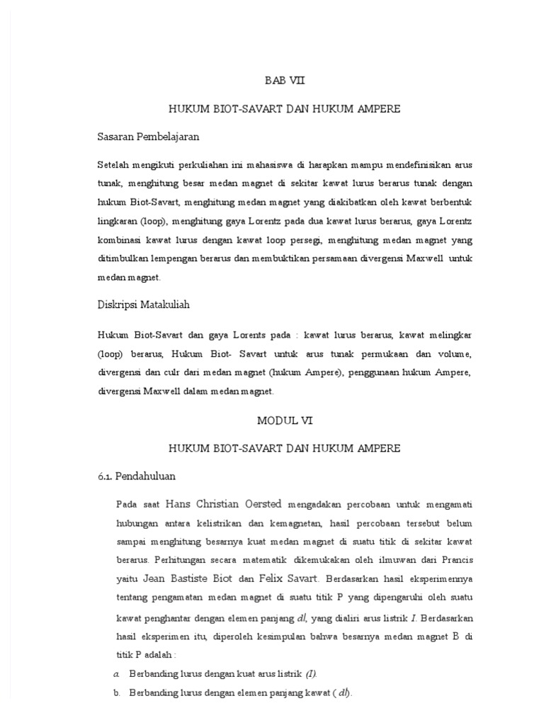 PDF Bab Vii Hukum Biot Savart Dan Ampere | PDF