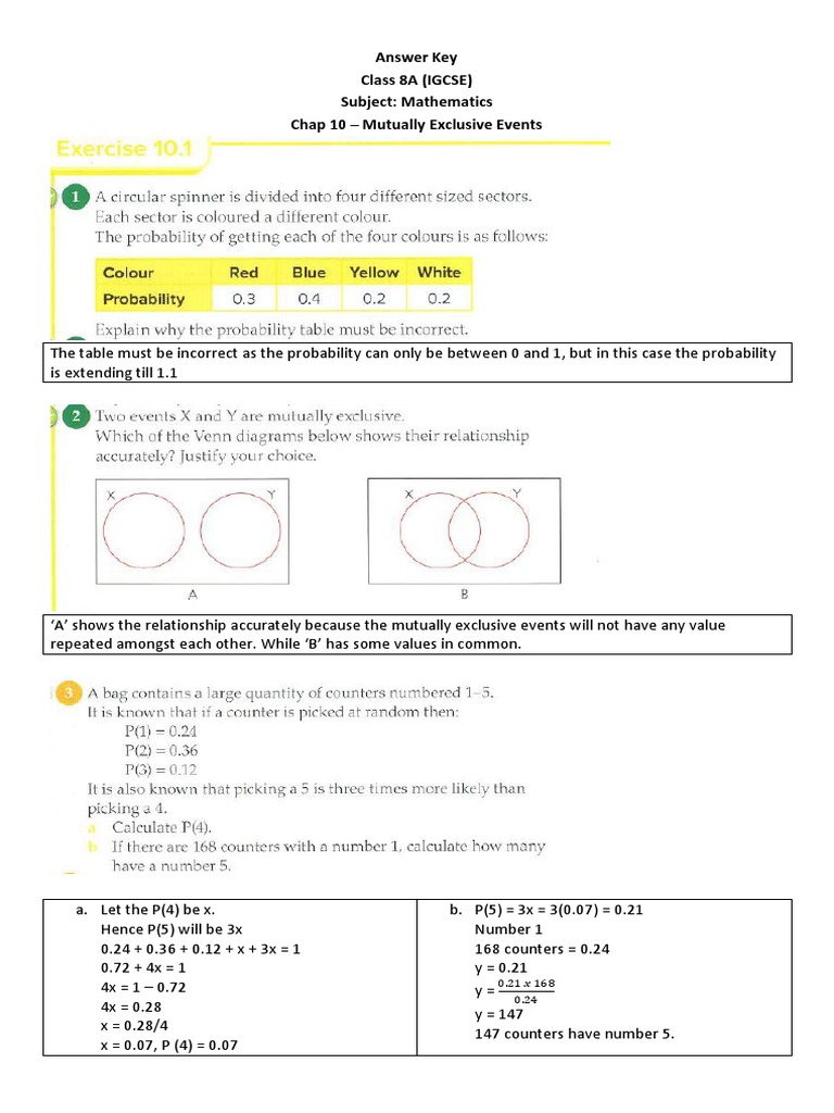 Cambridge Lower Secondary Mathematics Book 9 Chapter 8 Answer Key | PDF | Mathematics | Probability