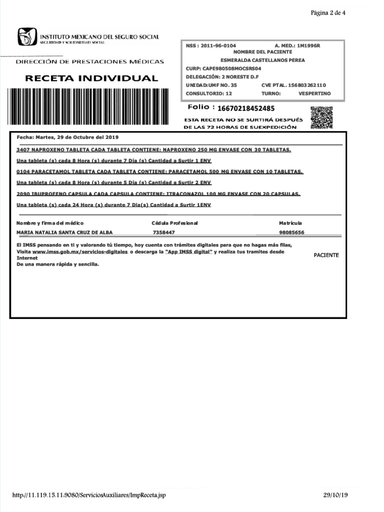 Receta Editable Imss Compress | PDF | Drogas que actúan sobre el ...