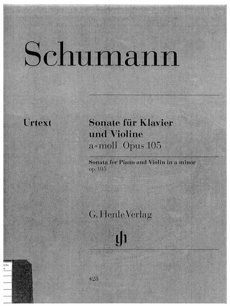 Schumann Sonata Op.105 VLN PF G.henle | PDF