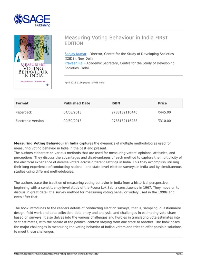 Measuring Voting Behaviour in India | Download Free PDF | Methodology