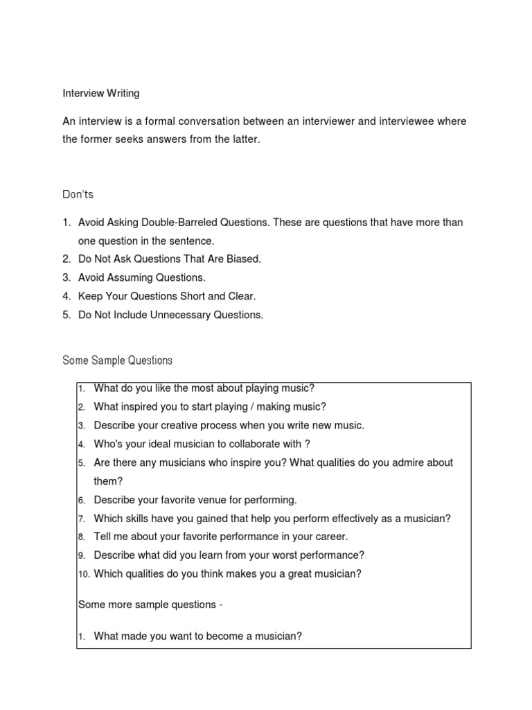 Interview Writing | PDF
