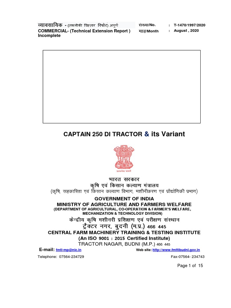 CAPTAIN250DITEINCOMPLETEAug 2020 | PDF | Tractor | Manual Transmission