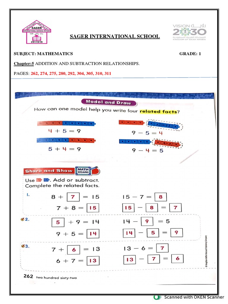 Chapter - 5 Addition and Subtraction Relationships | PDF