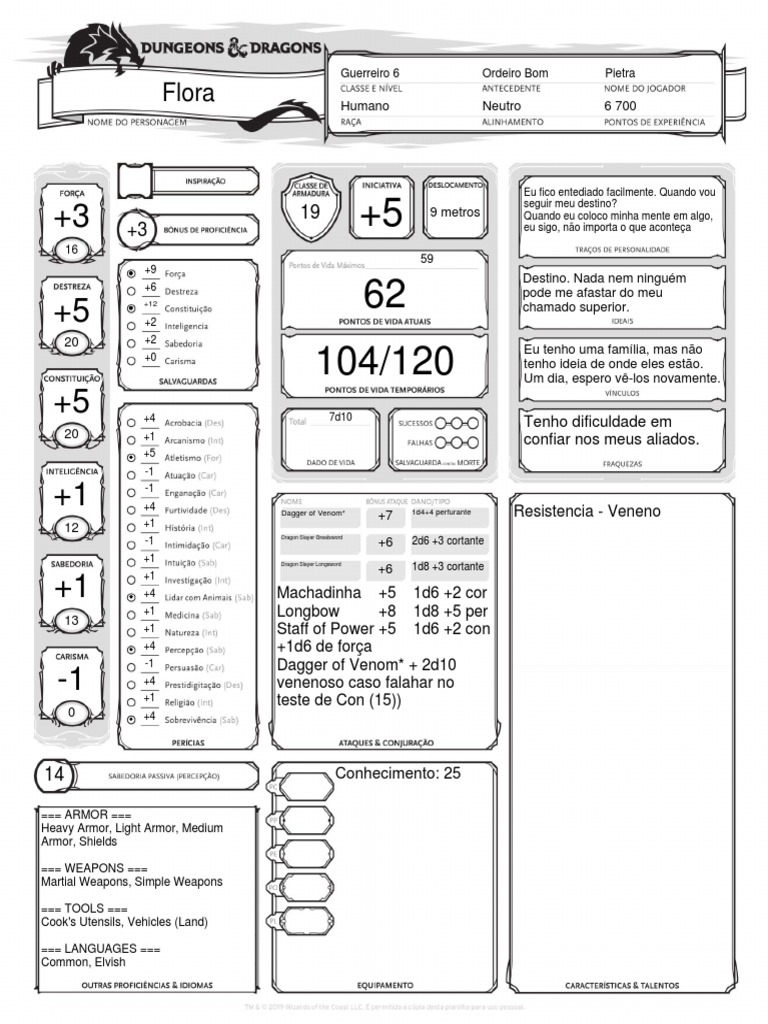 Ficha Flora D&D | PDF