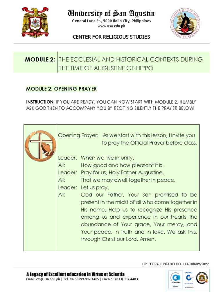 Asf 1 Module 2 - The Ecclesial and Historical Contexts During The Time ...