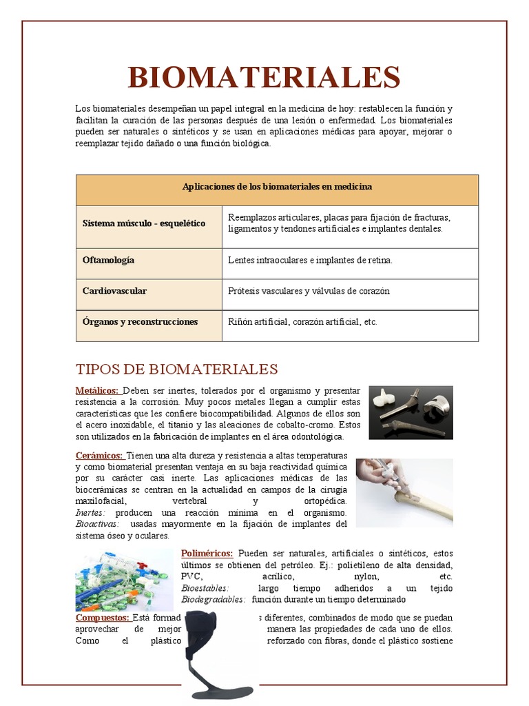 Aplicaciones de Biomateriales en Medicina | PDF | Biomaterial | El plastico