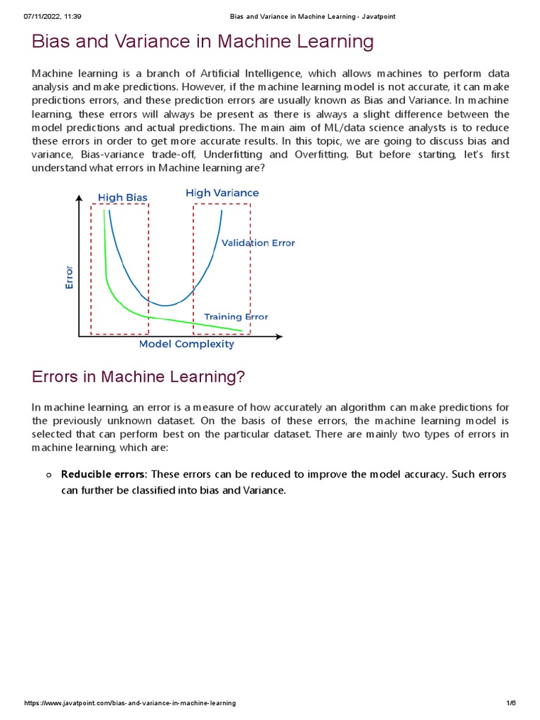 Bias and Variance in Machine Learning - Javatpoint | PDF | Machine ...