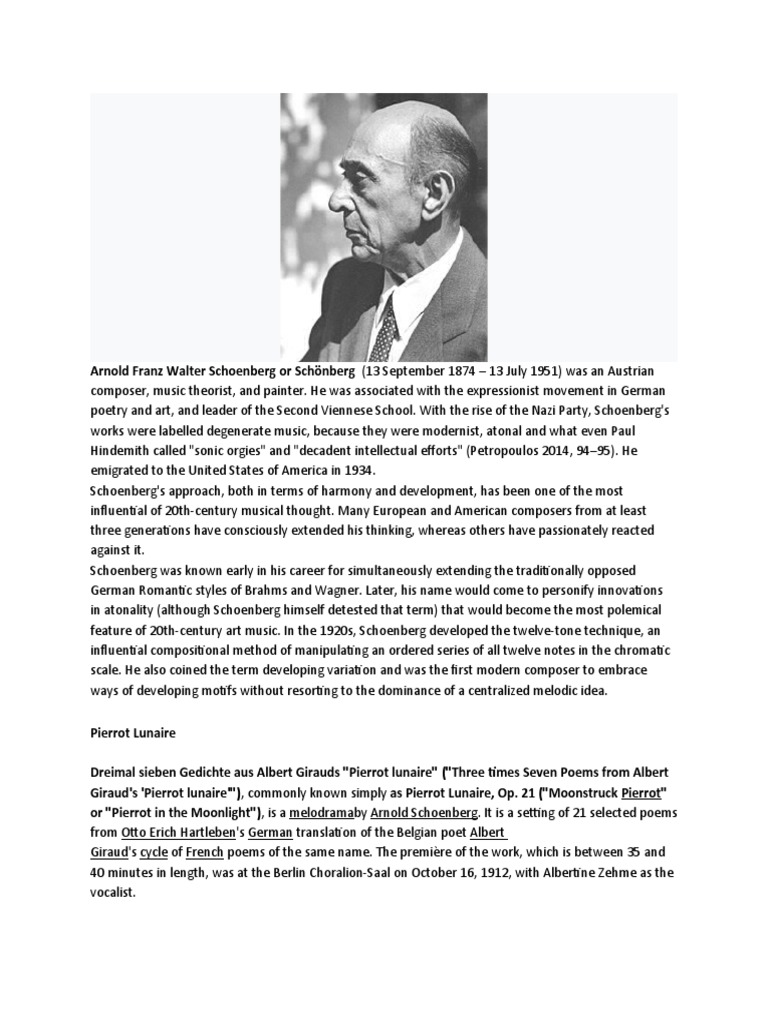 Arnold Franz Walter Schoenberg | PDF | Music Theory | Musical Compositions