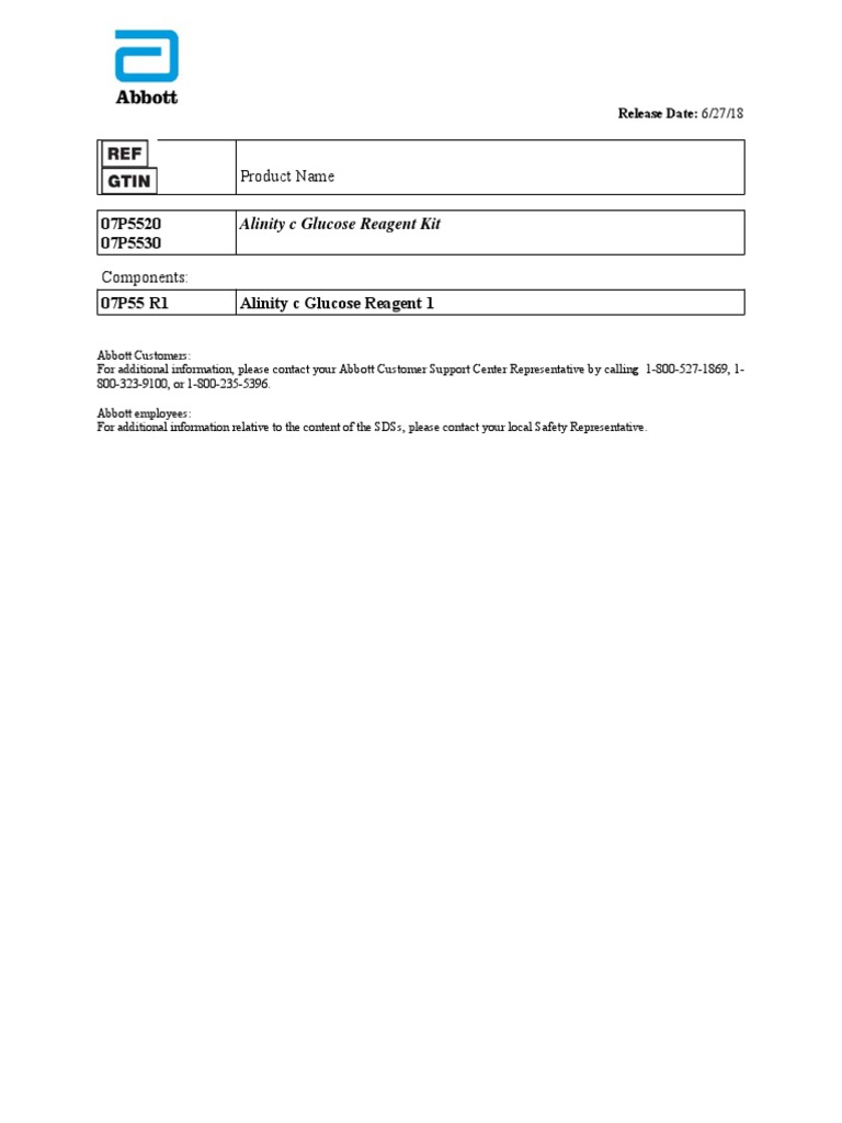 SDS Abbdia Reagent Alinity C Glucose | PDF | Safety | Physical Sciences