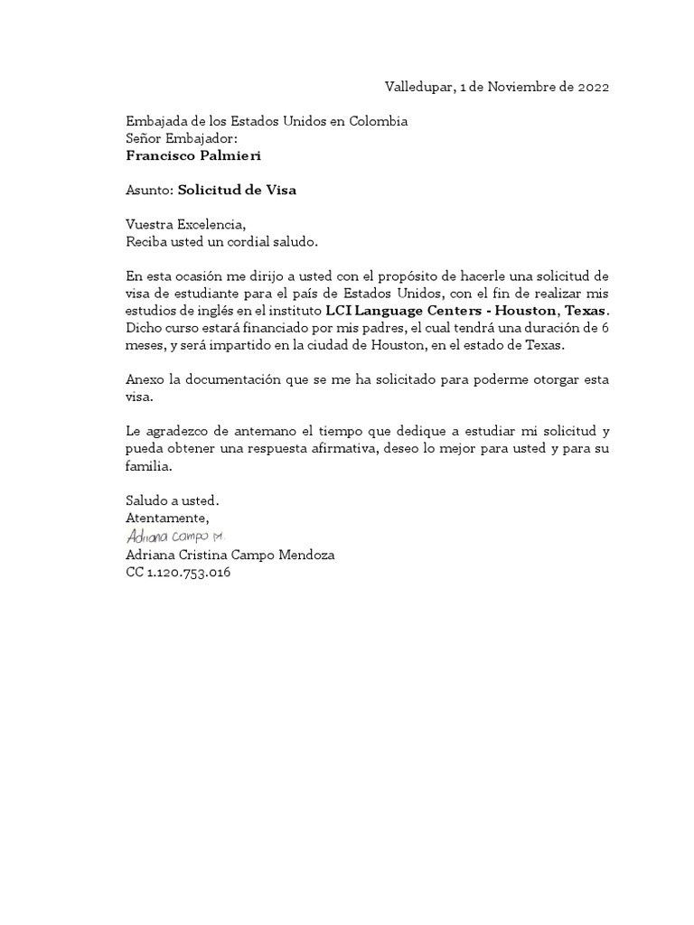 Carta a la embajada | PDF