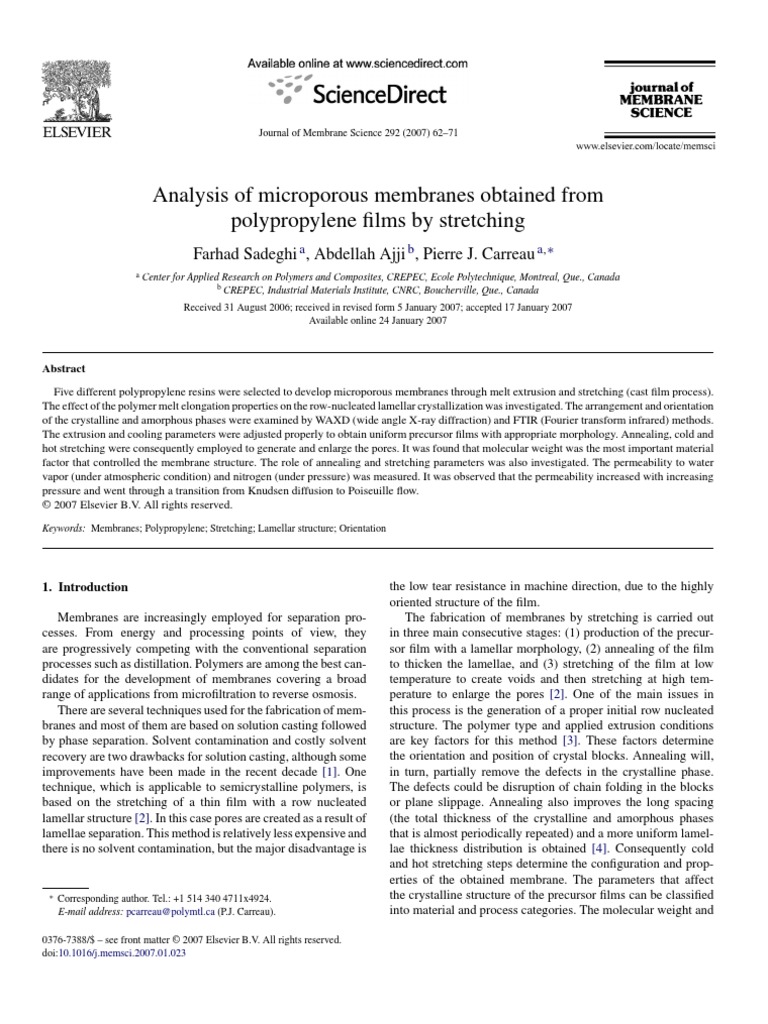 2007 Analysis Of Microporous Membranes Obtained From Pp Pdf Differential Scanning