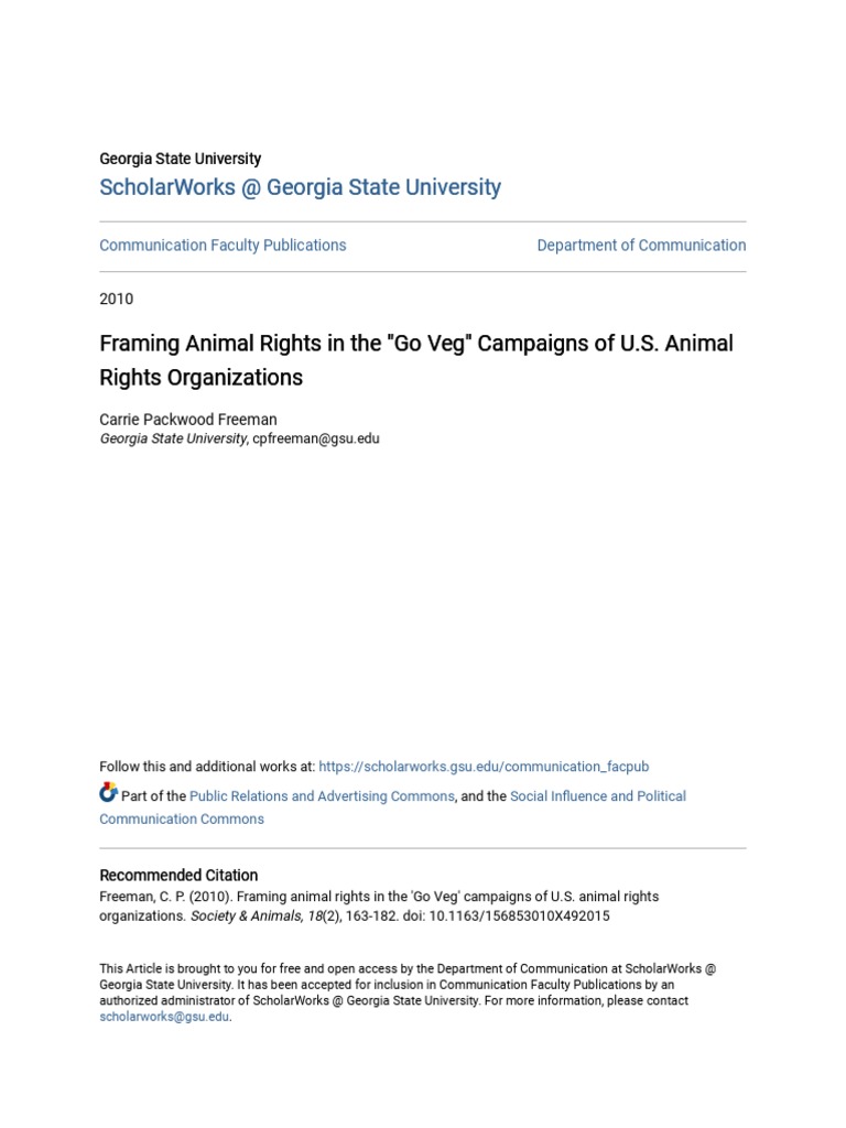 Framing Animal Rights in U.S. Campaigns | PDF | Veganism | Vegetarianism