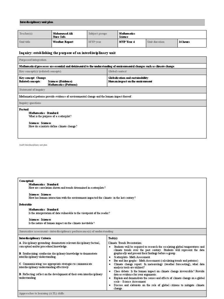 Interdisciplinary-Unit-Planner (Math & Science Yr 9) | PDF | Science ...