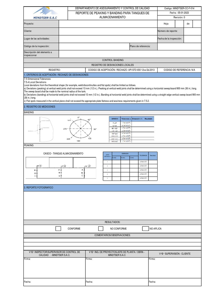 014 MINDTSER-CC-F-014 Reporte de Peaking y Banding | PDF