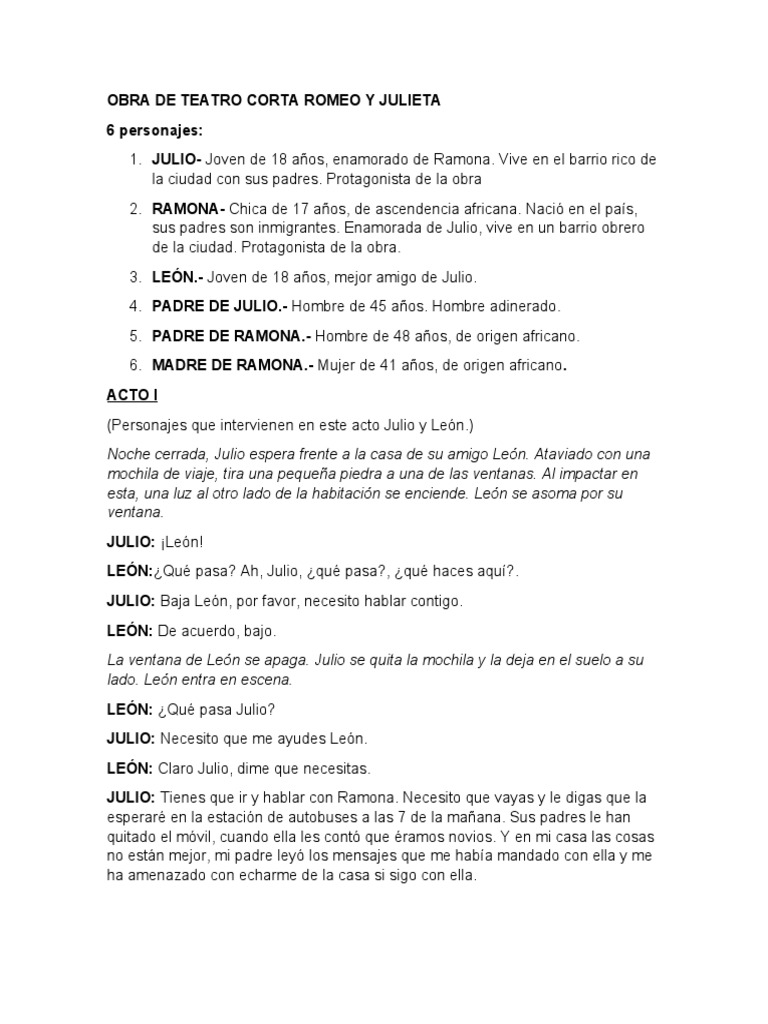 Obra de Teatro Corta Romeo y Julieta | PDF