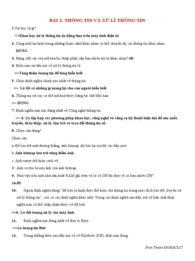 Trac Nghiem GTCNTT | PDF