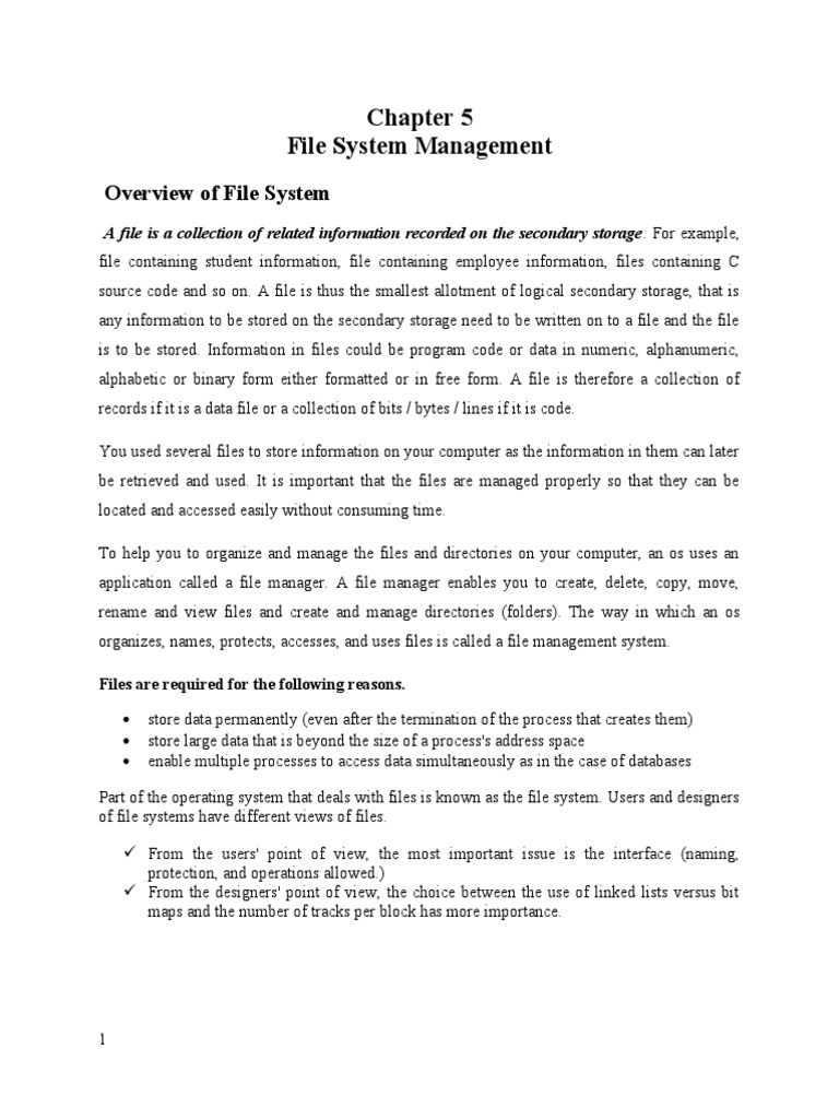 OS Chapter V File Management | PDF | Computer File | File System OS Chapter V File Management | PDF | Computer File | File System