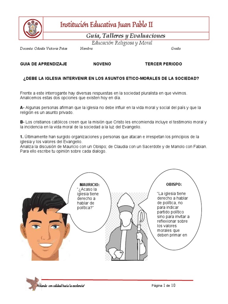 Guia 1 Noveno 3 P | PDF | Iglesia Católica | Moralidad