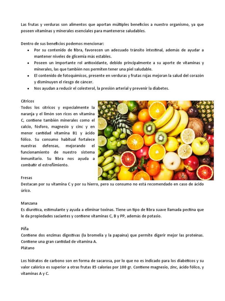 Las Frutas Y Verduras Son Alimentos Que Aportan Múltiples Beneficios A