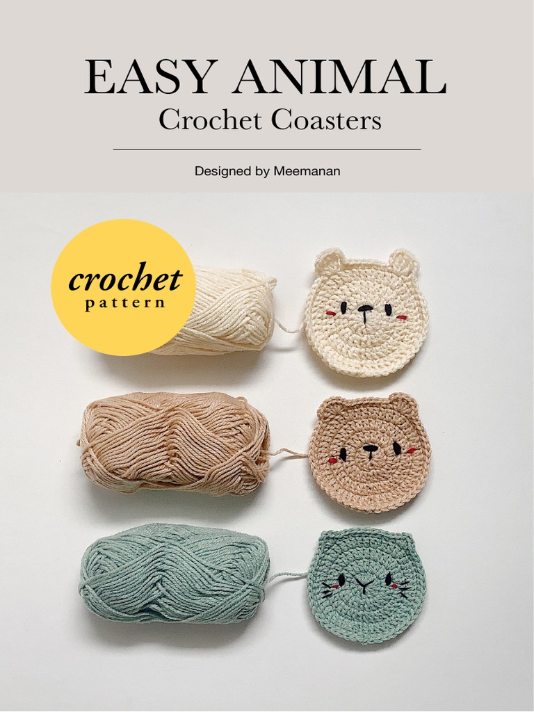 Free Pattern Easy Animal Coaster | PDF | Crochet | Embroidery