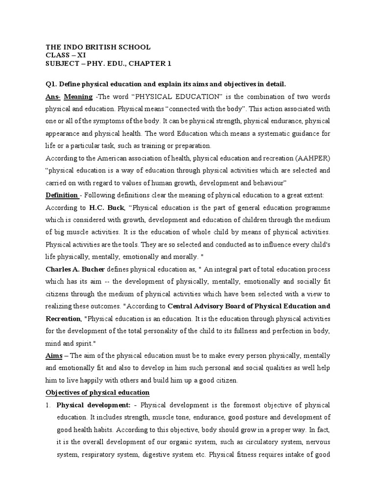 Phy Edu Chapter 1 Xi | PDF