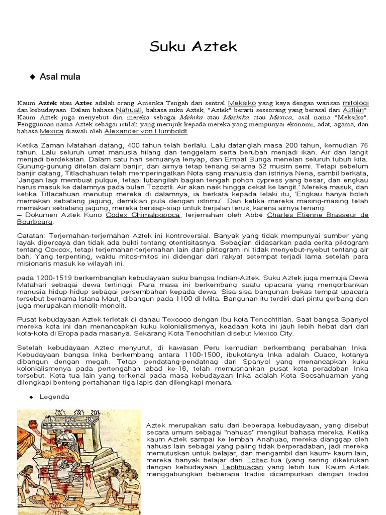 Tugas Sejarah Suku Aztek | PDF