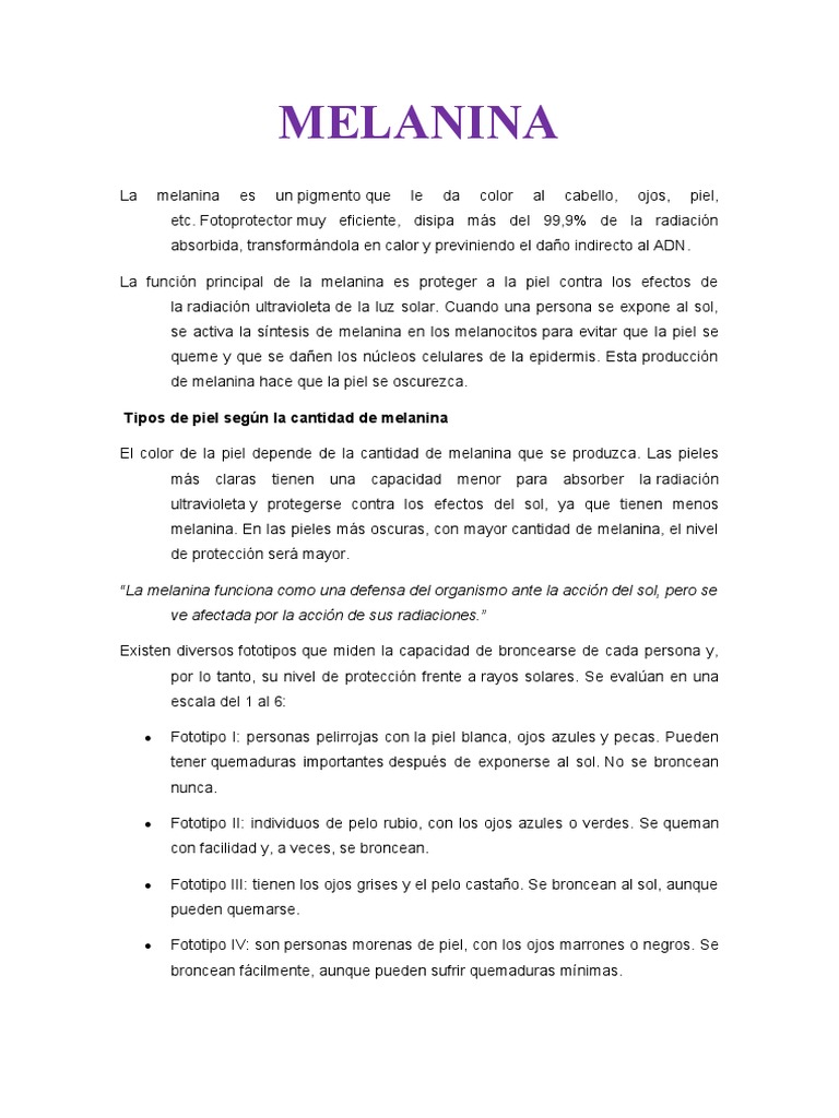 Tipos de Melanina | PDF | Pelo | Color de piel humana
