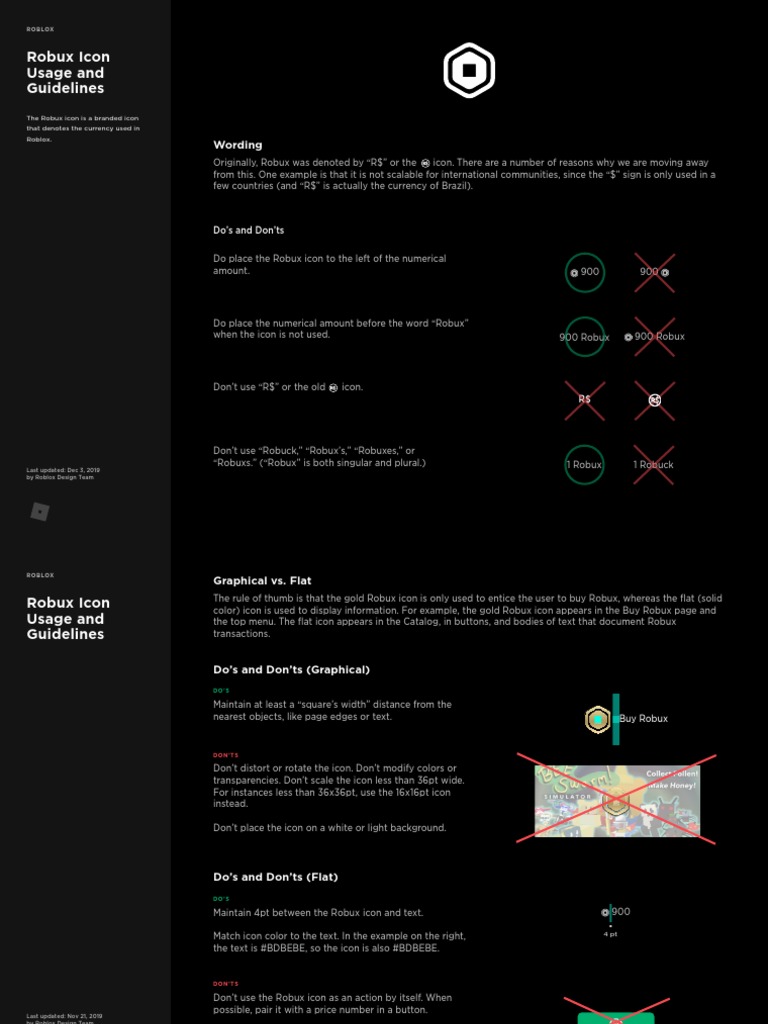 Robux Icon Usage and Guidelines v1.1.0 | PDF | Icon (Computing) | Adobe ...