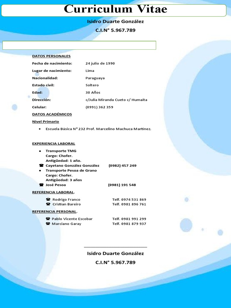 Curriculum Vitae Isidro Duarte González | PDF