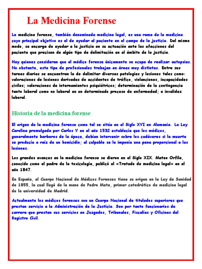 La Medicina Forense | PDF | Jurisprudencia médica | Medicina