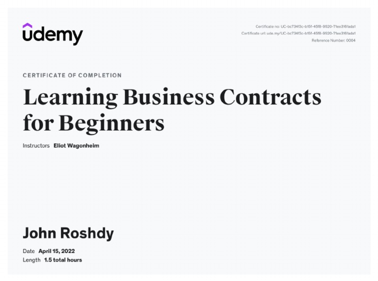 Certificate - Business Contracts | PDF