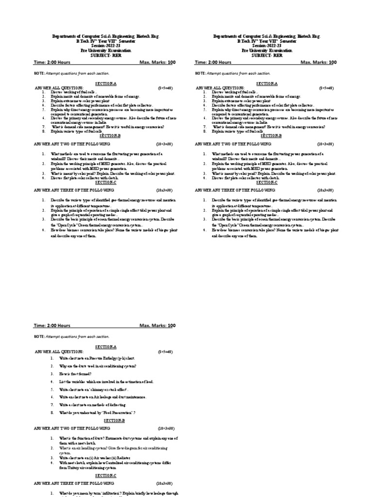 RER Pre University Exam | PDF | Power Station | Electricity Generation
