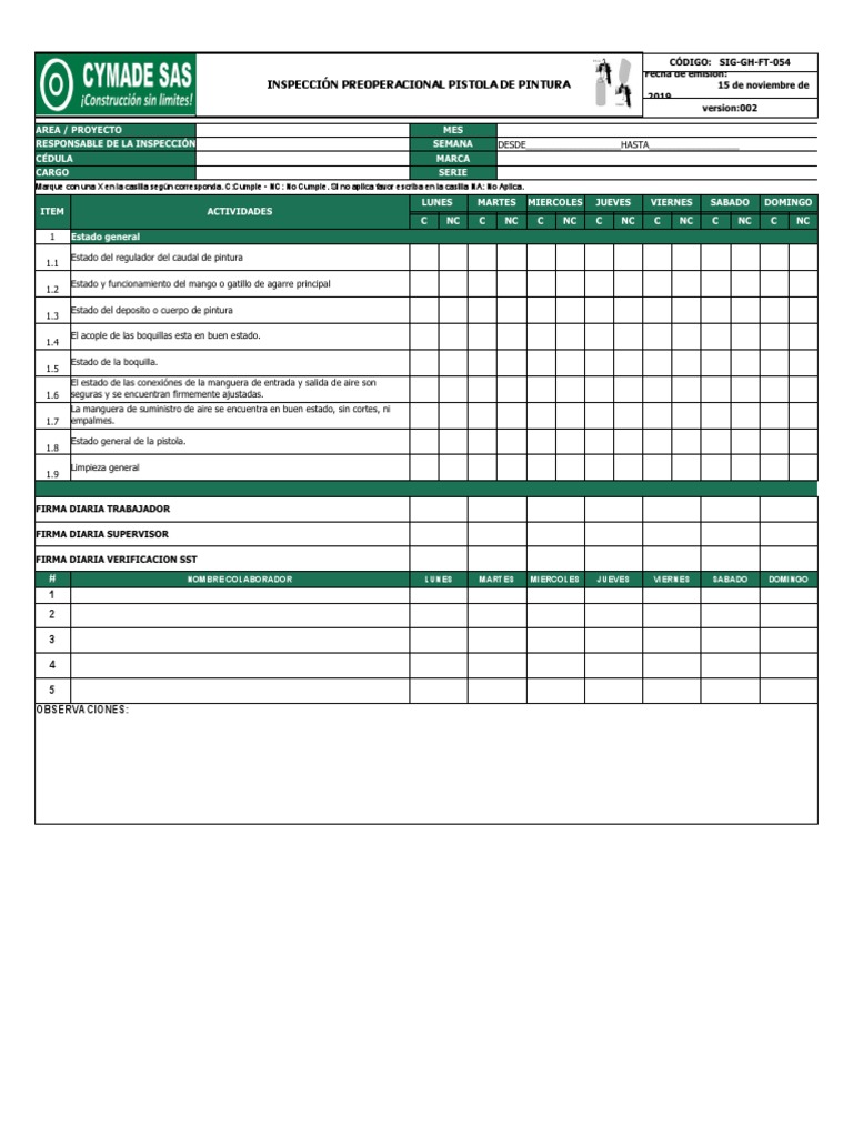 SIG GH FT 054 Preop - Pistola Pintura | PDF