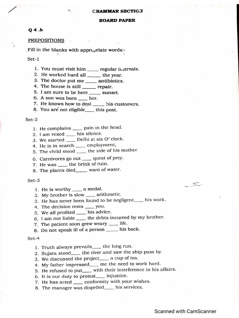Prepositions (Sets 1-18) | PDF