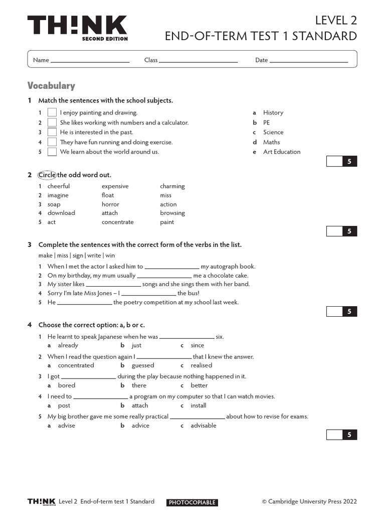 Thk2e BrE L2 End of Term Standard Test 1-1 | PDF | Password | Online ...