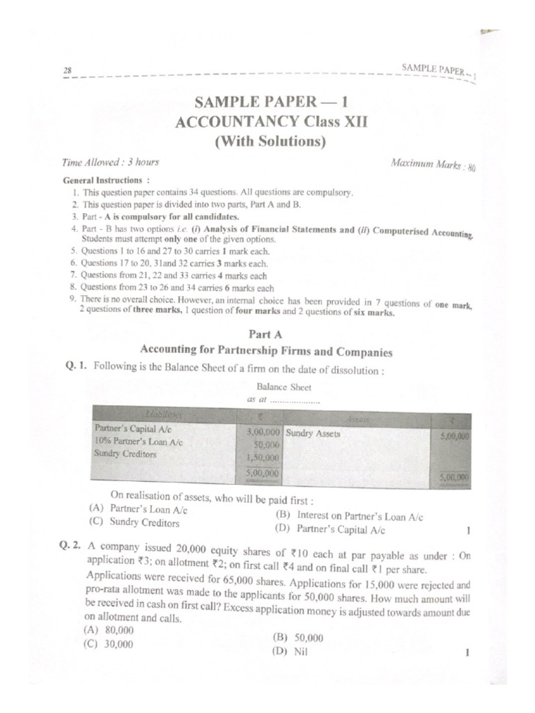 Sample Paper 1 | PDF