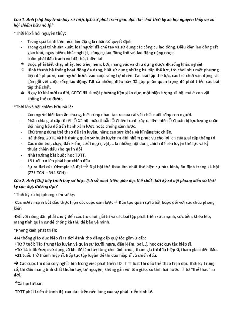 ĐỀ CƯƠNG GDTC | PDF