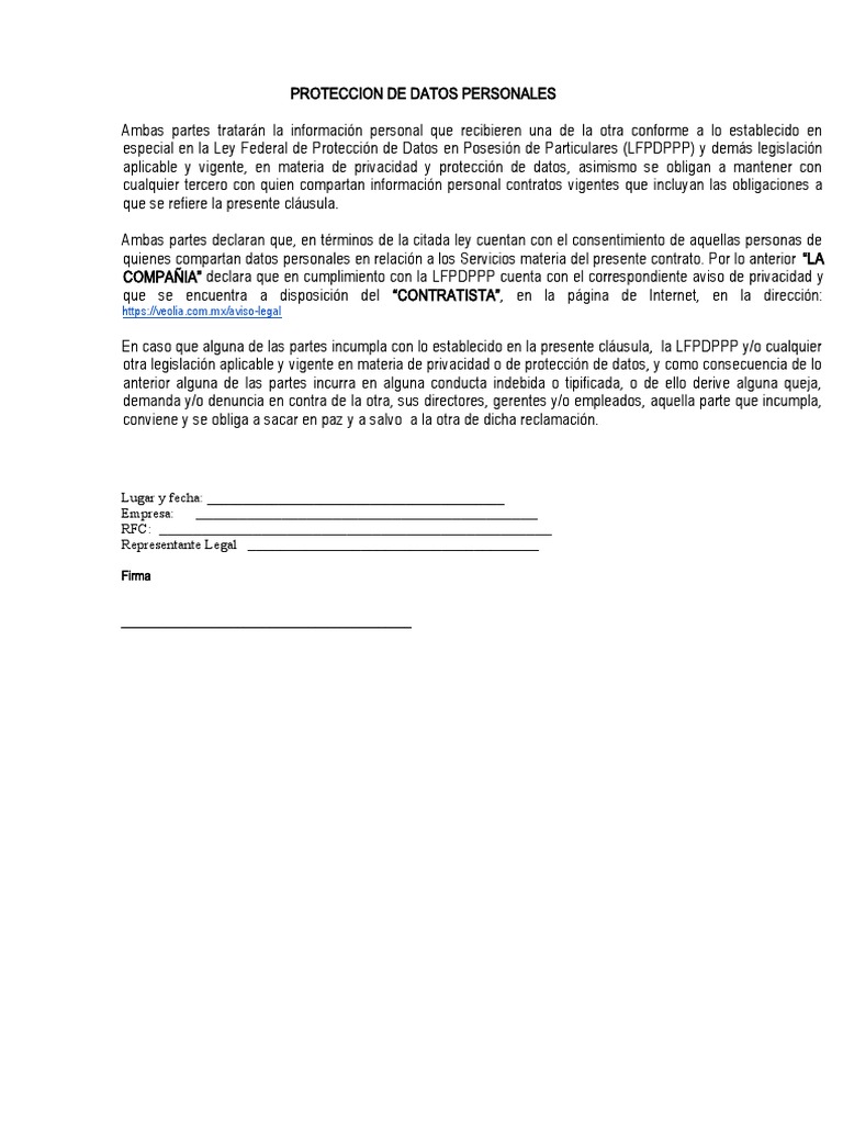 Clausula de Protección de Datos | PDF