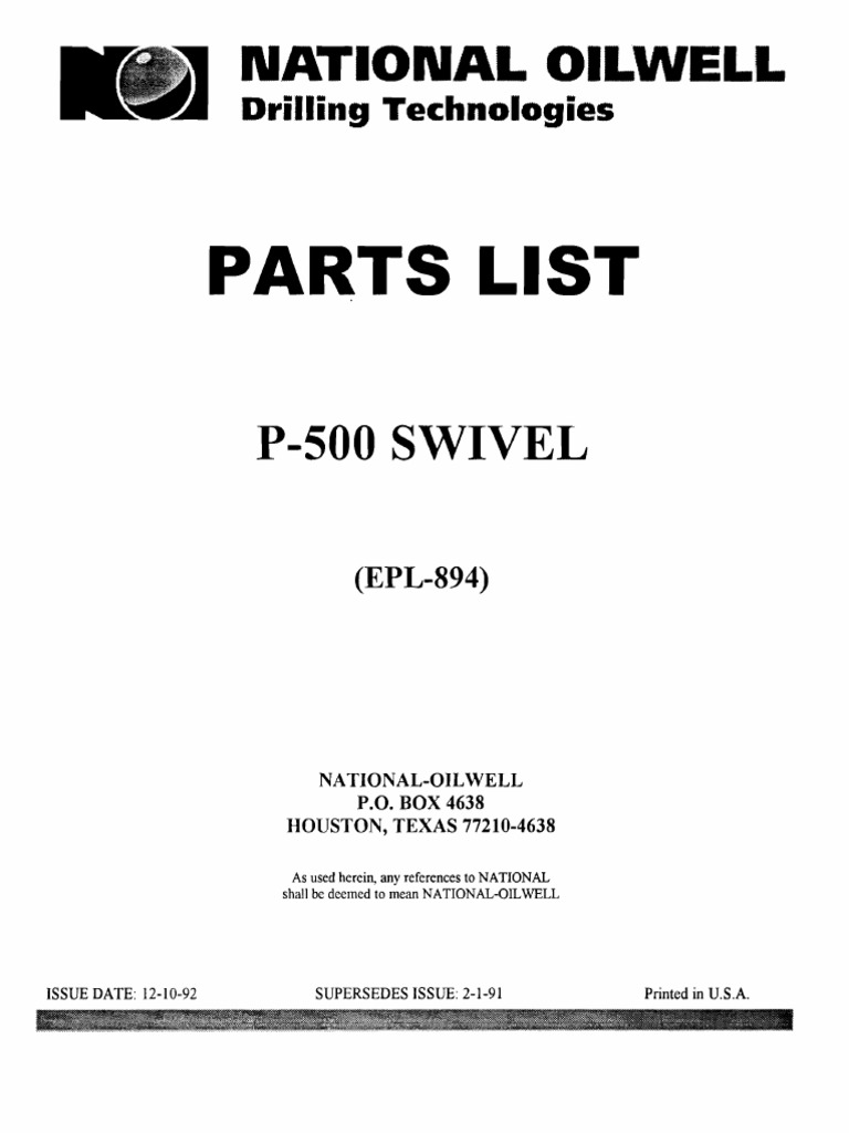 Parts List: Nationaloilwell | PDF | Screw | Tools