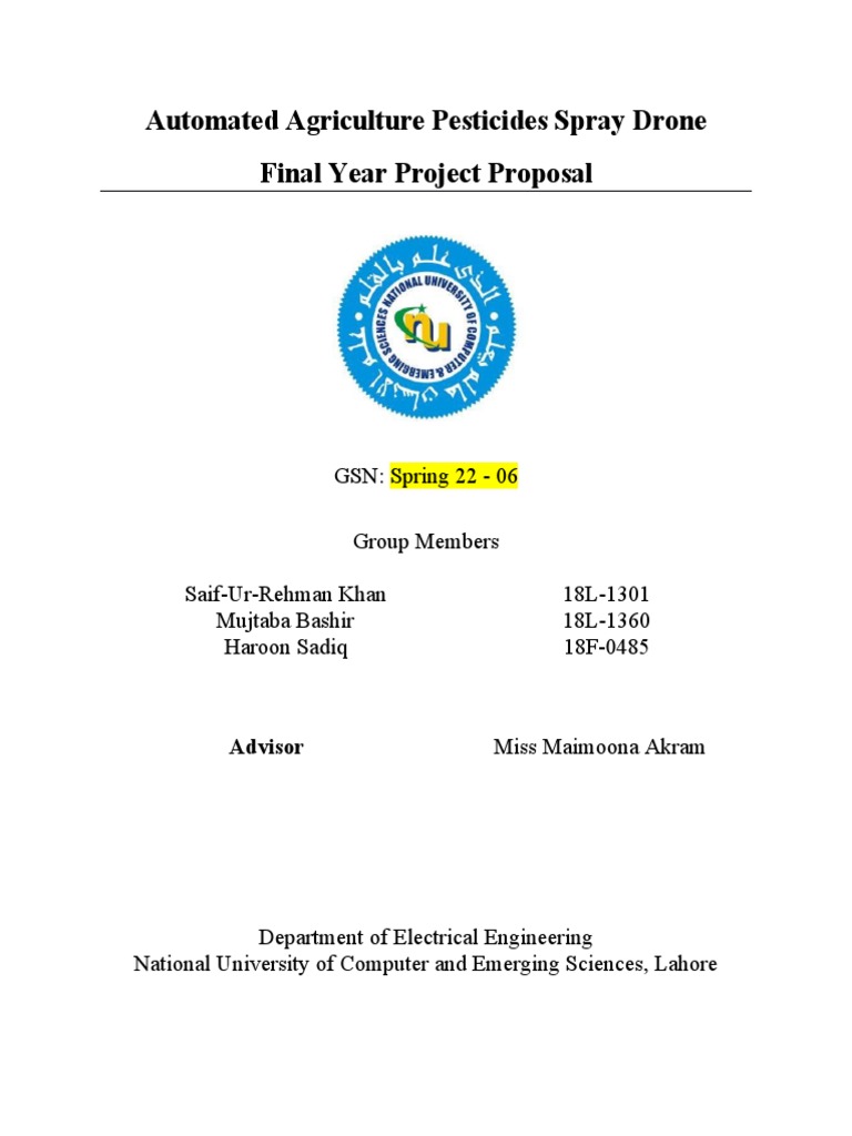 Automated Agriculture Pesticides Spray Drone Proposal | PDF