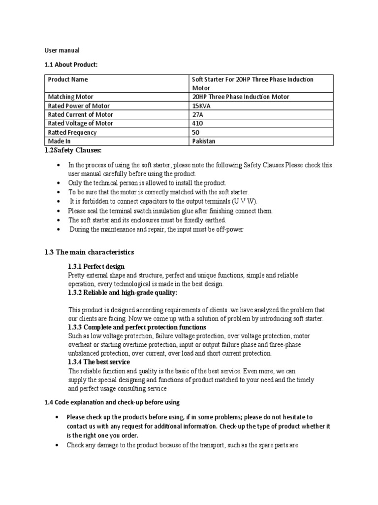 User Manual | PDF | Electric Motor | Switch