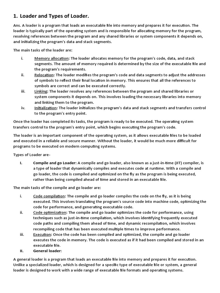 Loader and Types of Loader | PDF | Library (Computing) | Computer Program