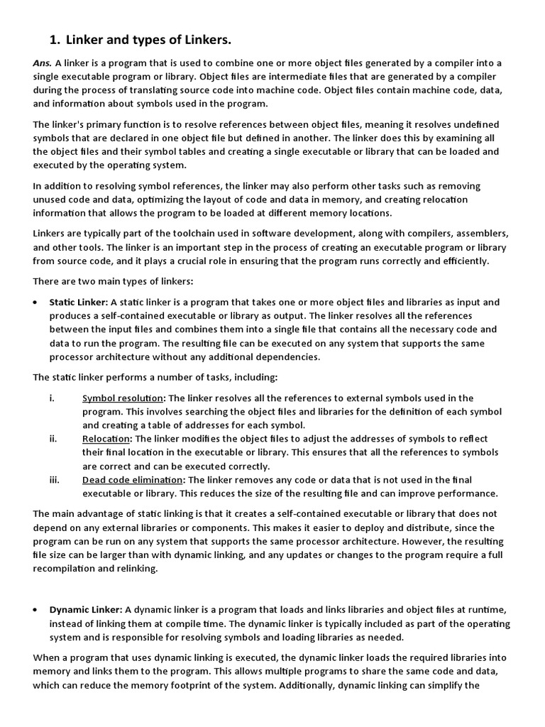 Linker and Types of Linker | PDF | Library (Computing) | Programming